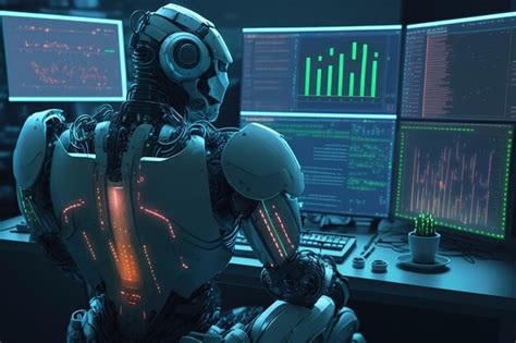 Un Robot Doté Dune Intelligence Artificielle Se Tient Debout Avec Son