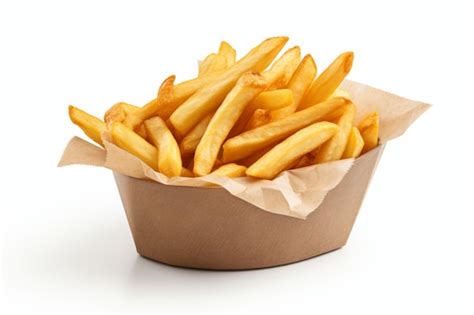 Premium AI Image Delicious Classic French Fries Served In A Crispy Paper Packet Isolated On A