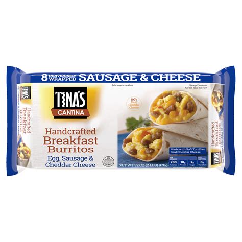 Breakfast Sausage Egg And Cheese 8 Pack Tinas Burritos
