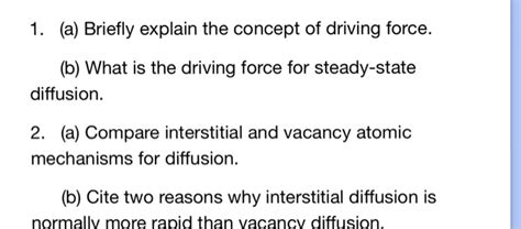 Solved 1 A Briefly Explain The Concept Of Driving Force