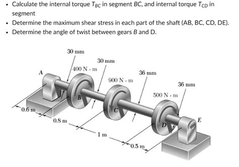solved calculate the internal torque tac in segment bc and internal