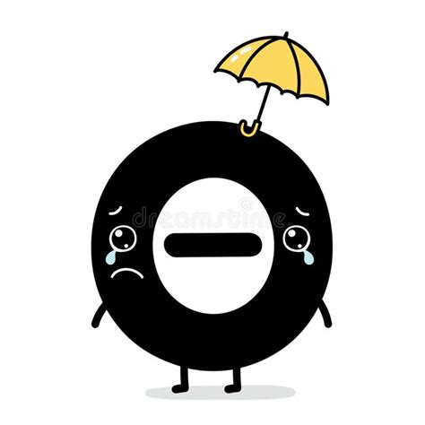 A Cartoonish Illustration Of A Sad Black Circle With A White Minus Sign