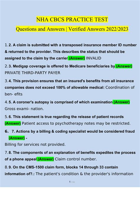 Nha Cbcs Practice Test Questions And Answers Verified Answers 2022
