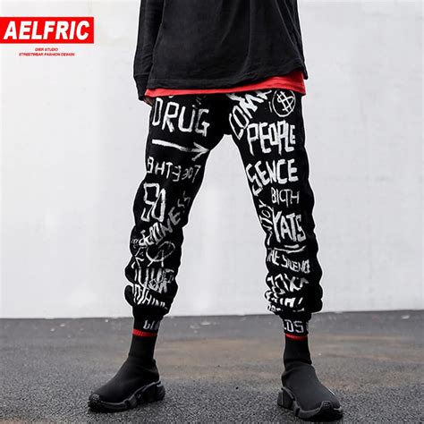 Aelfric 2018 Autumn Hip Hop Joggers Male Letter Graffiti Printing
