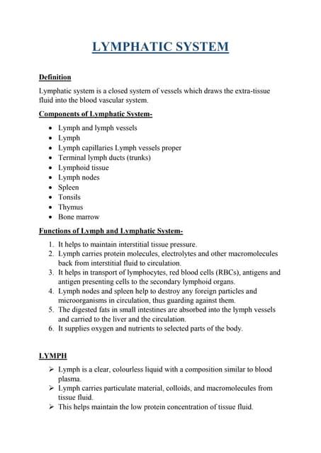 Lymphatic System Anatomy And Physiology Ppt
