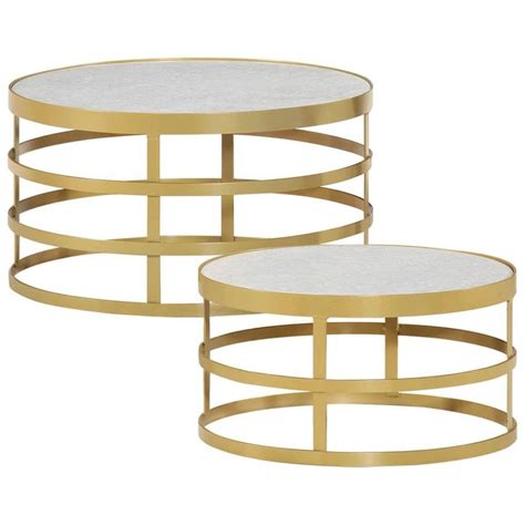 Furnicato Couchtisch Couchtisch Set 2 Tlg Marmor Messingfarben Und Weiß