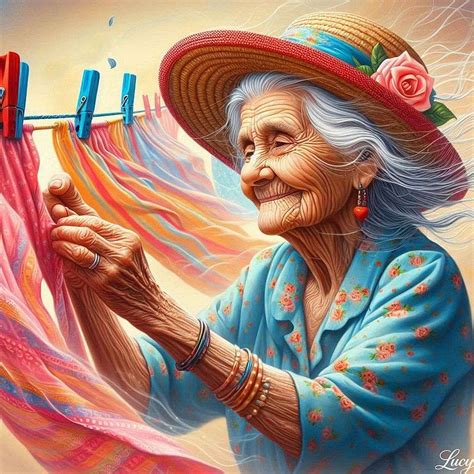 Възрастна жена която приковаваше прането си онлайн пъзел