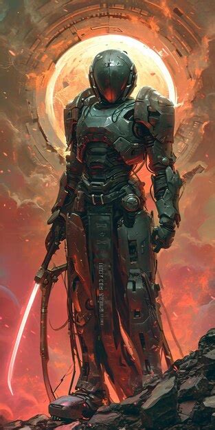 Premium Photo Robot Fighter From A Steampunk Cyberpunk Universe With