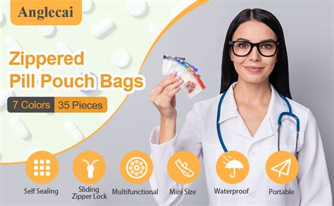 35and70 Pieces Pill Pouch Bags Zippered Anglecai Reusable