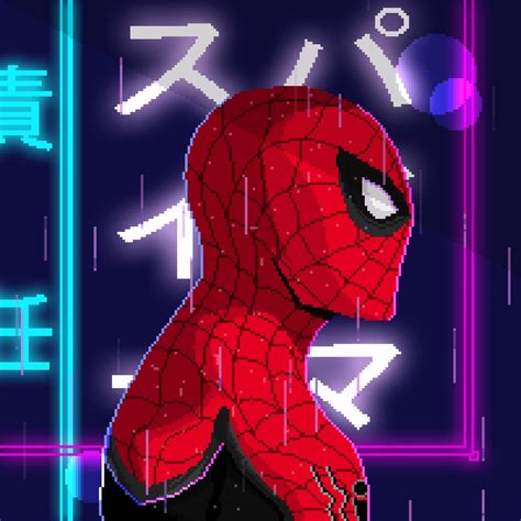 Spider Man Far From Home Pixel Art Spiderman Pixel Art Spiderman