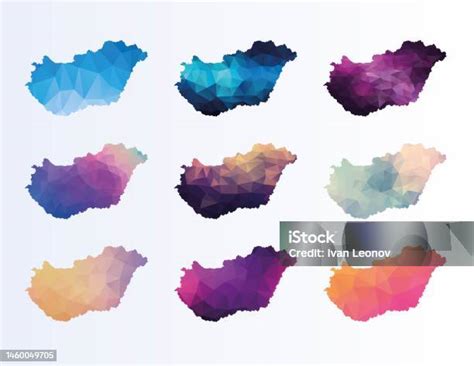 Set Low Poly Maps Of Hungary向量圖形及更多三角形圖片 三角形 亞洲 低面數建模 Istock