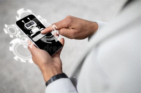 Manager Clicking On Chat Gpt Icon On Smartphone Screen Collage Stock