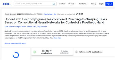 Upper Limb Electromyogram Classification Of Reaching To Grasping Tasks Based On Convolutional