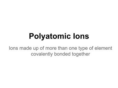 Pdf Polyatomic Ions