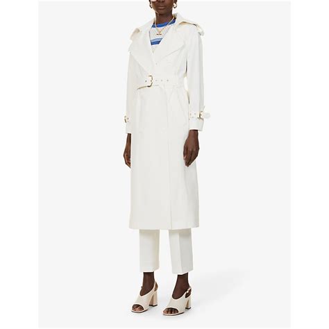 Alberta Ferretti Belted Stretch Twill Trench Coat White Editorialist