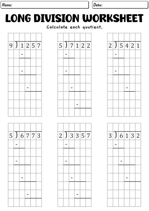 15 Long Division Worksheets With Grid Free Pdf At