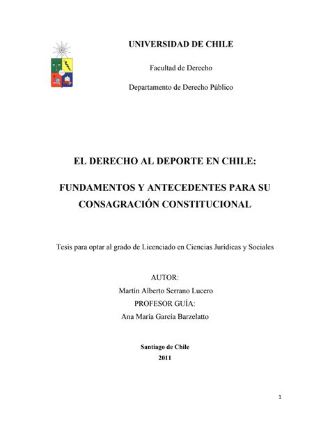 Solution Tesis El Derecho Del Deporte En Chile Studypool
