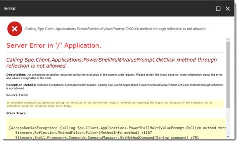 Sitecore Error Method Through Reflection Is Not Allowed