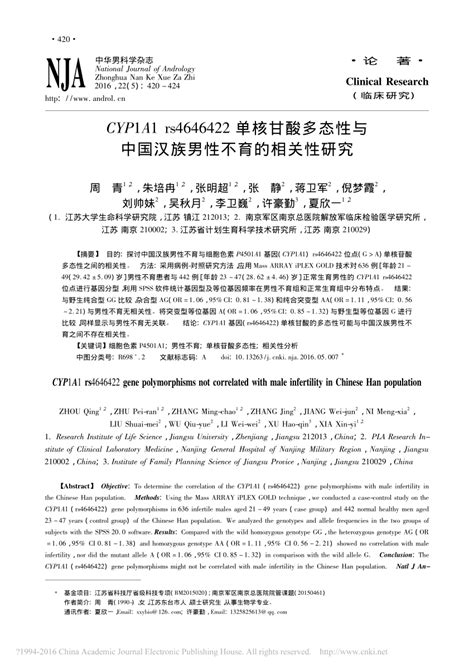 Pdf Cyp1a1 Rs4646422 Gene Polymorphisms Not Correlated With Male Infertility In Chinese Han