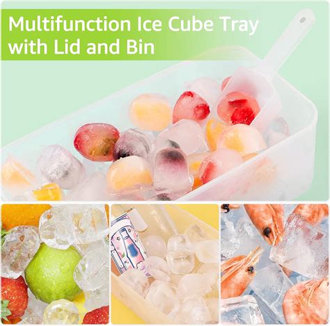 Paquete De Bandejas Para Cubitos De Hielo Con Tapa Y Contenedor Bandejas De Cubitos De Hielo