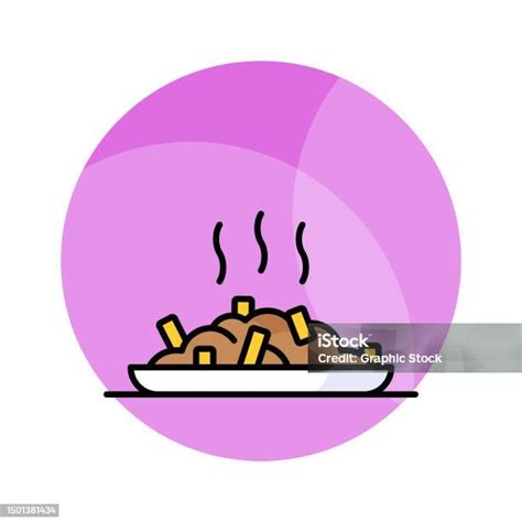 푸틴 아이콘 프렌치 프라이 그레이비와 치즈 커드가 있는 퀘벡 전통 식사 흰색 배경에 분리된 벡터 그림 0명에 대한 스톡 벡터 아트 및 기타 이미지 Istock