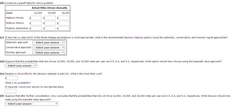 FOR PART C THE DROP DOWN OPTIONS ARE THE 3 DEALERS Chegg Com