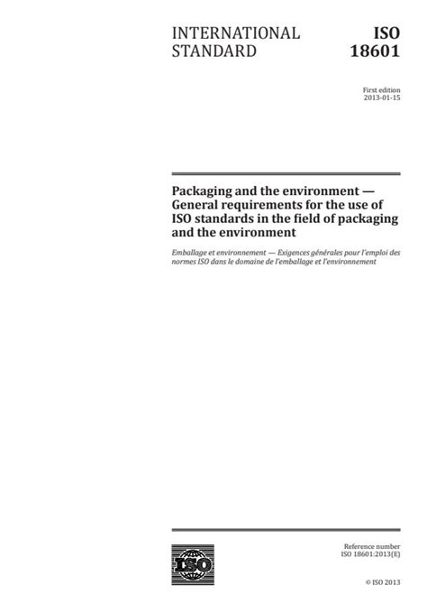 ISO 18601 2013 Packaging And The Environment General Requirements For The Use Of ISO Standards