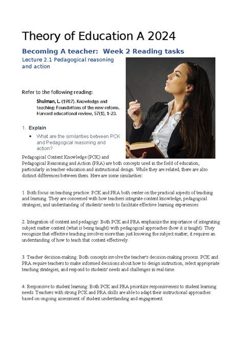 B1 Week 2 Shulman Theory Of Education A 2024 Becoming A Teacher Week