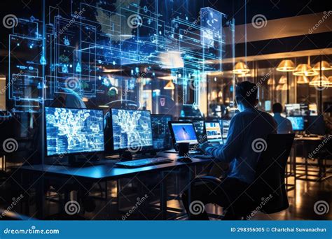 Data Scientists Work In A Modern Office Of A Technology Company On The
