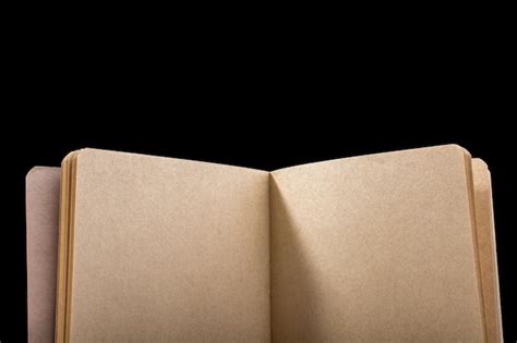 Premium Photo Brown Color Notebook Open On Black Background