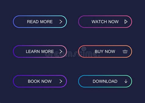 Set Of Modern Material Style Buttons Different Gradient Colors Stock Illustration