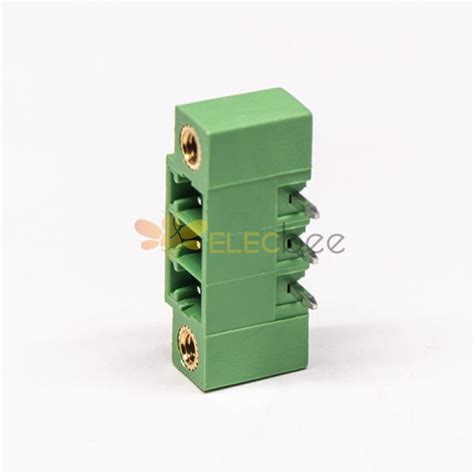 3 Pin Terminal Block Connector Right Angle With 2 Screw Hole Green Pluggable Connector