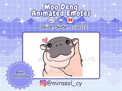 Animated Moo Deng Hippo Emotes Kawaii Hippopotamus Discord Emote Cute