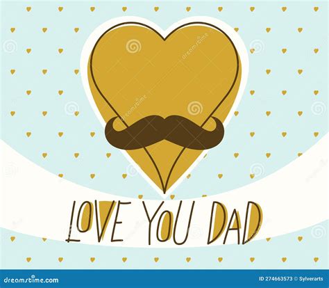 Heart With Mustaches Father Funny Symbol Vector Icon Father Day Concept Greeting Card Trendy