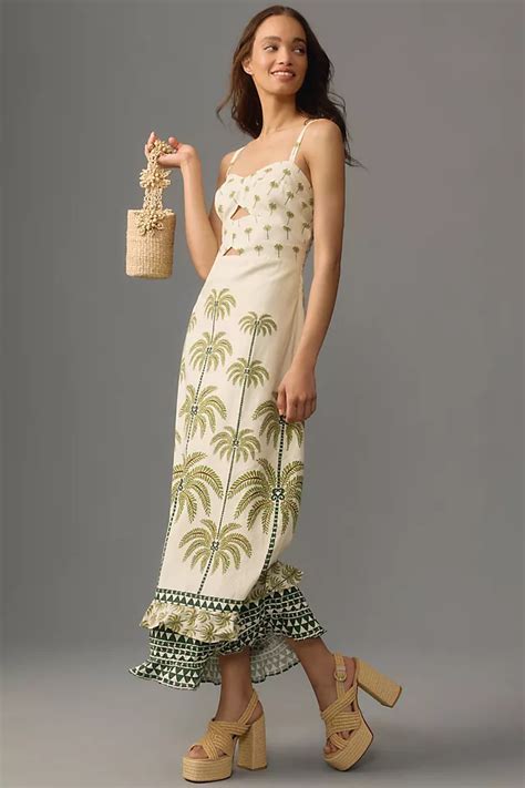 Farm Rio Sleeveless Ruffle Hem Maxi Dress Anthropologie