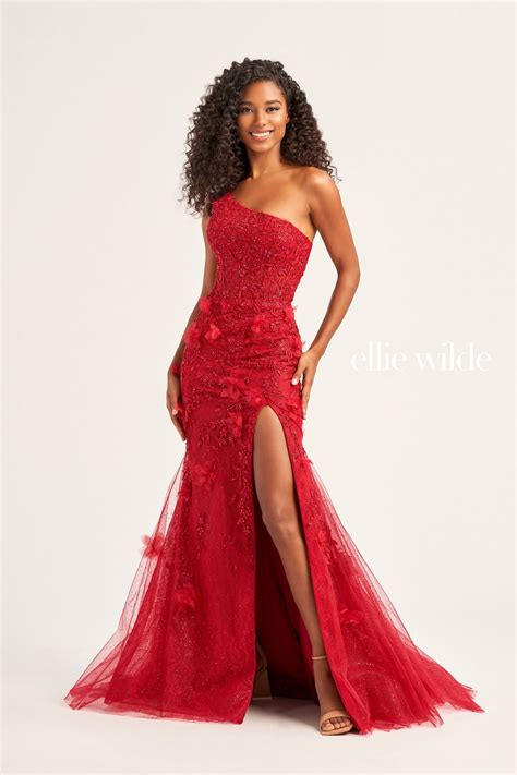 Emerald Ellie Wilde Ew35049 Fitted Long Formal Glitter Prom Dress For
