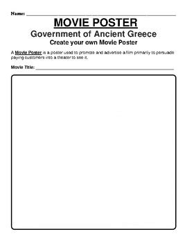 Government Of Ancient Greece Movie Poster WebQuest Worksheet