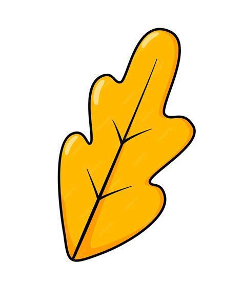 Feuille De Chêne Jaune En Style Cartoon Comique Vecteur Premium