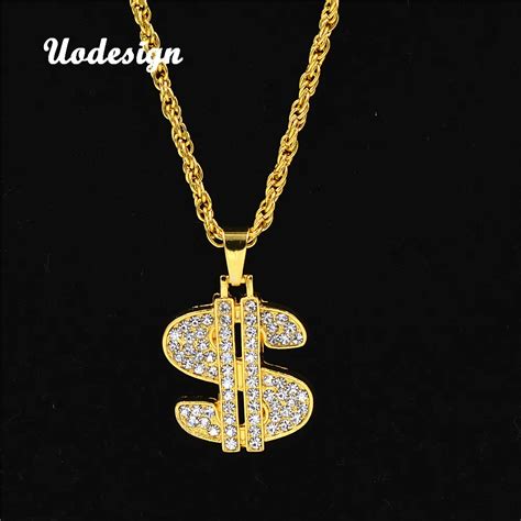 Uodesign Necklace Hip Hop Rap Gold Color Us Dollar Pendant Necklace Chain Accessories Hiphop