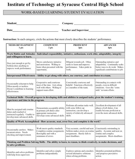 Newell Itc Media 2015 2016 Internship Grading Rubric
