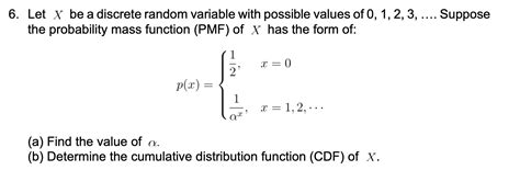 solved 6 let x be a discrete random variable with possible