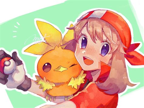May And Torchic Pokemon And More Drawn By Hanenbo Danbooru
