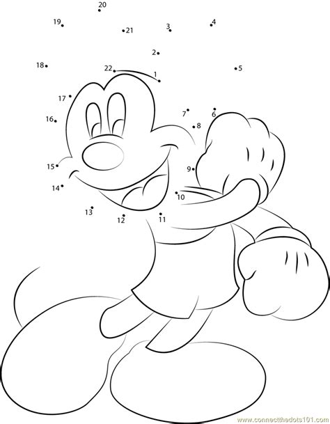 Joyful Mickey Mouse Dot To Dot Printable Worksheet Connect The Dots