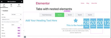 tabs widget with nested elements elementor