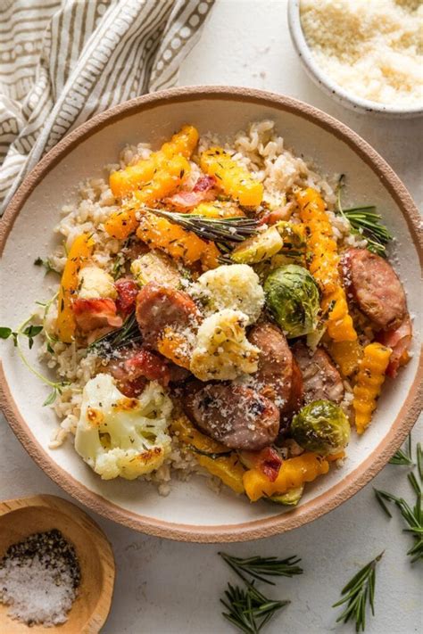 Harvest Sheet Pan Chicken Sausage And Veggies Nourish And Fete