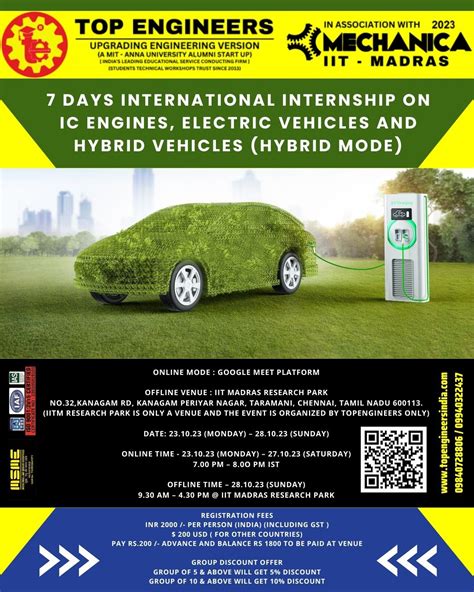 7 Days International Internship On Ic Engines Electric Vehicles And Hybrid Vehicles Hybrid