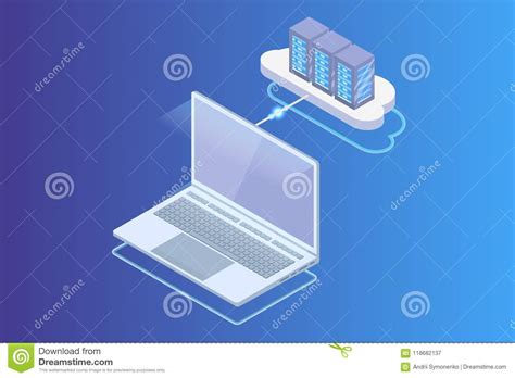 Cloud Computing Technology 3d Isometric Concept Stock Vector Illustration Of Networking