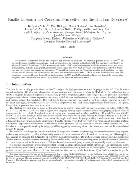 Parallel Languages And Compilers Perspective From The Titanium