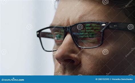 Software Developer Glasses Reflecting Terminal Code Closeup It Man