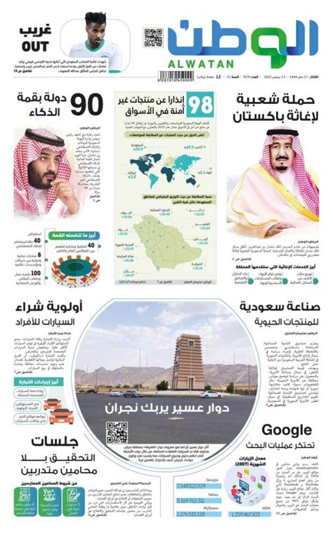 الصفحة الأولى جريدة الوطن السعودية